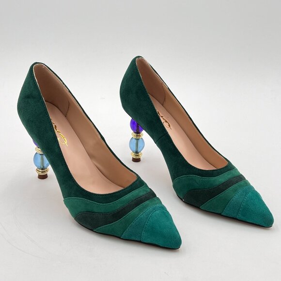 XYD | Shoes | Xyd Green Gradient Wave Pointed Toe Party Pumps Jewelry ...